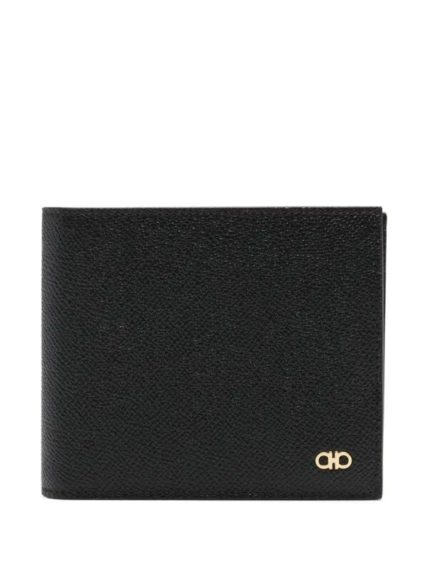 FERRAGAMO Gancini-plaque Grained Leather Wallet - Black