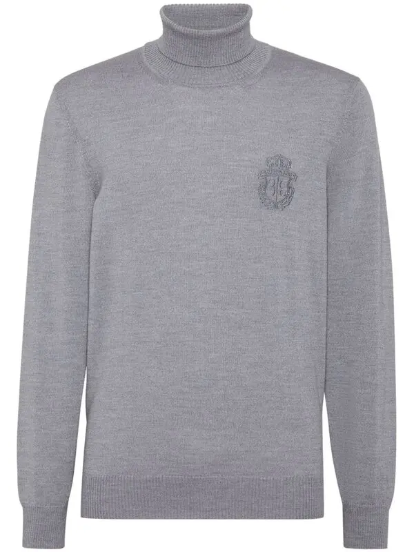 BILLIONAIRE Monogram-embroidered Turtleneck - Grey