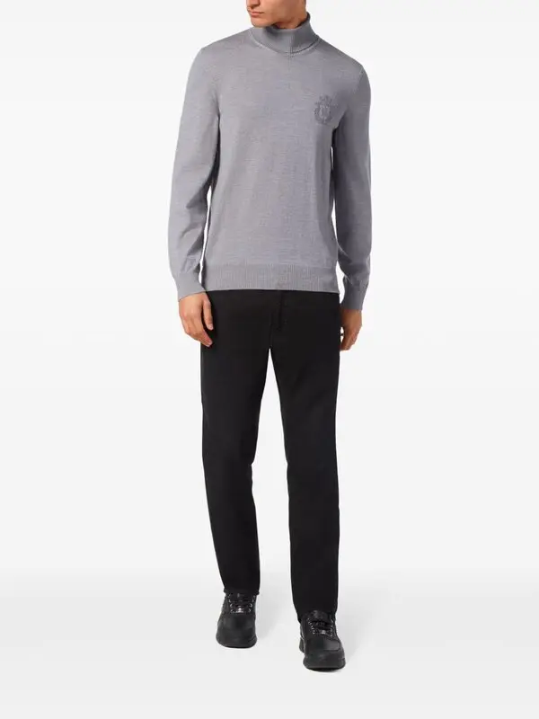 BILLIONAIRE Monogram-embroidered Turtleneck - Grey