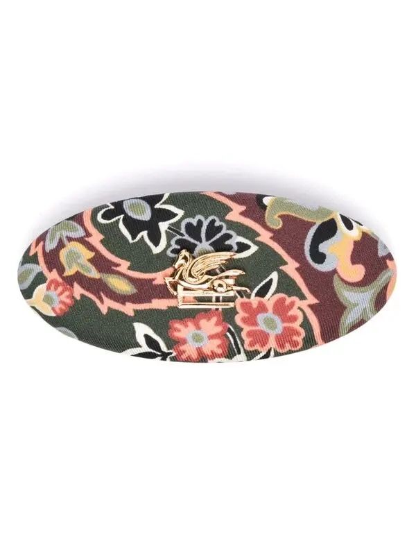 Etro Floral-print Hair Clip - Green
