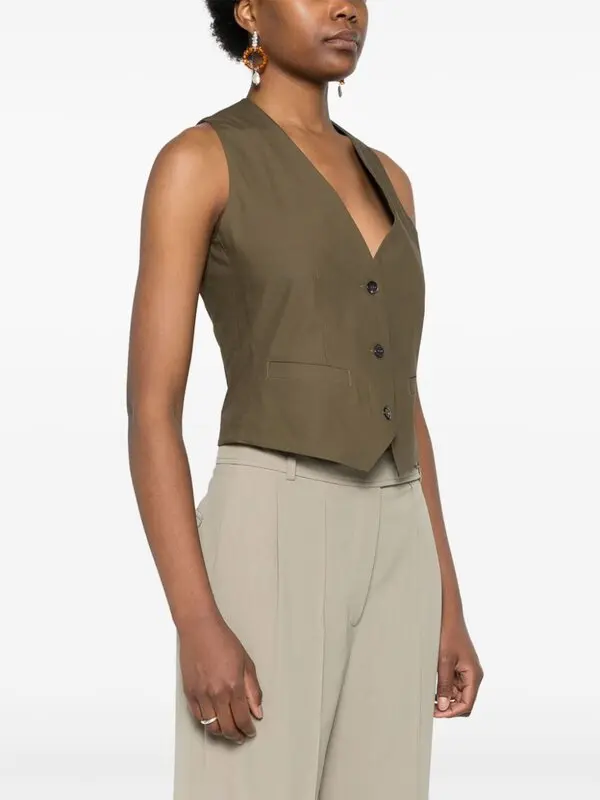 MODES V-neck Cotton Waistcoat - Green