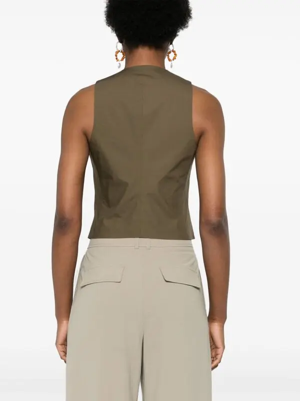 MODES V-neck Cotton Waistcoat - Green