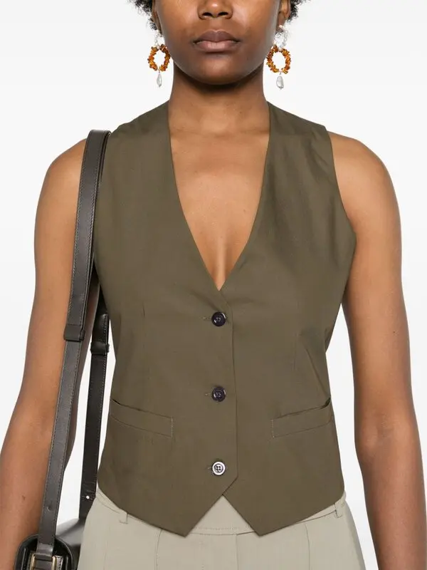 MODES V-neck Cotton Waistcoat - Green