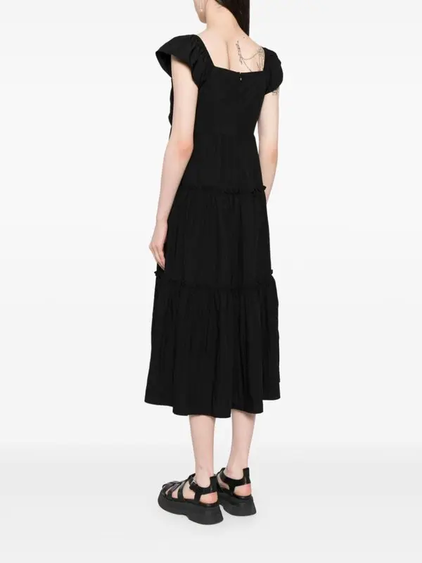 B+AB Pleated Tiered Midi Dress - Black