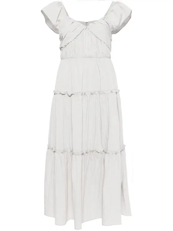 B+AB Pleated Tiered Midi Dress - Grey