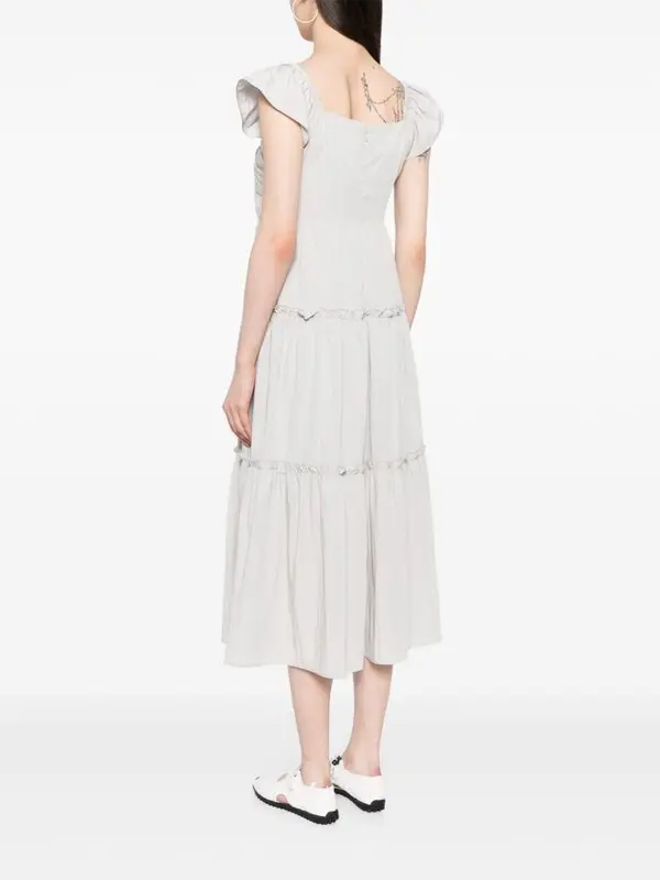 B+AB Pleated Tiered Midi Dress - Grey