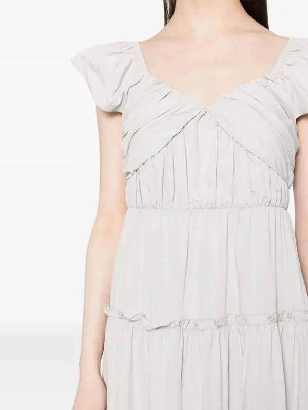 B+AB Pleated Tiered Midi Dress - Grey