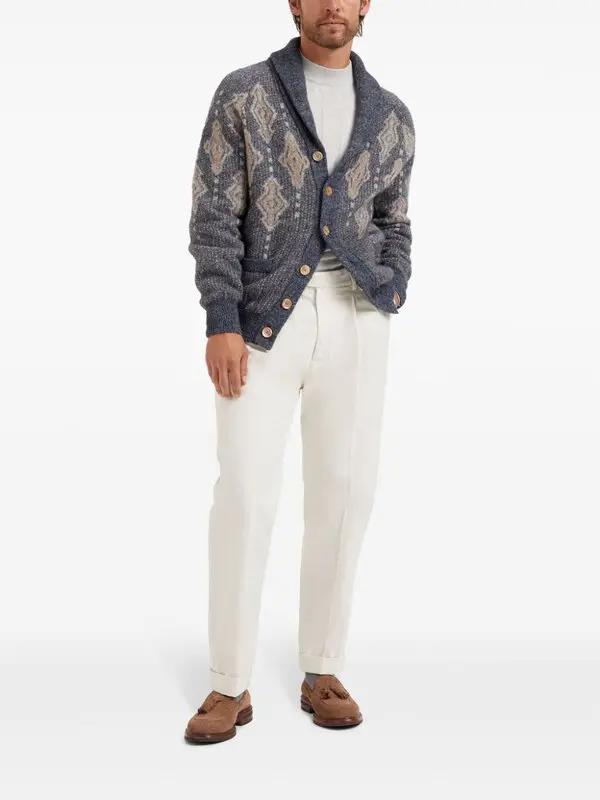 Brunello Cucinelli Intarsia Knit Cardigan