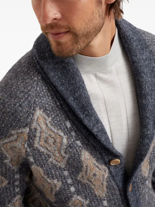Brunello Cucinelli Intarsia Knit Cardigan