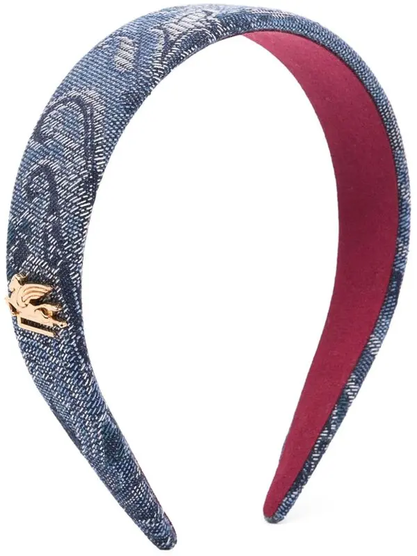 Etro Floral-Jacquard Denim Hair Band In Blue - 39% Off  display picture 2