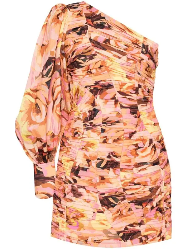 Acler One-Shoulder Floral Mini Dress - Orange | Editorialist