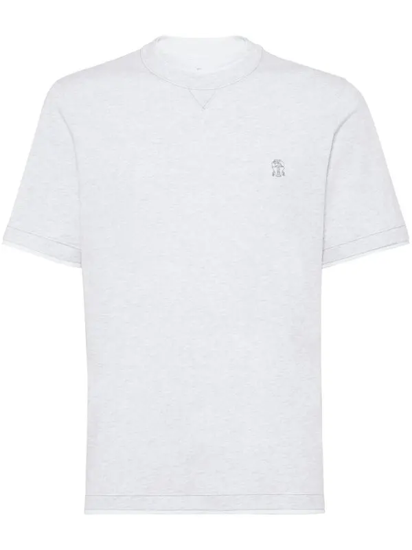 Brunello Cucinelli Logo-embroidered Crew-neck T-shirt - White