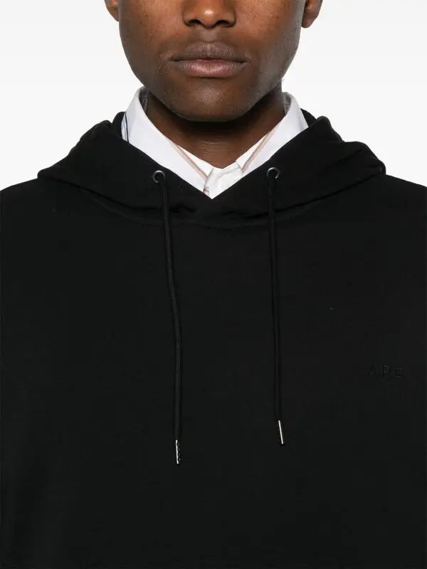 A.p.c. Logo Embroidered Cotton Hoodie - Black
