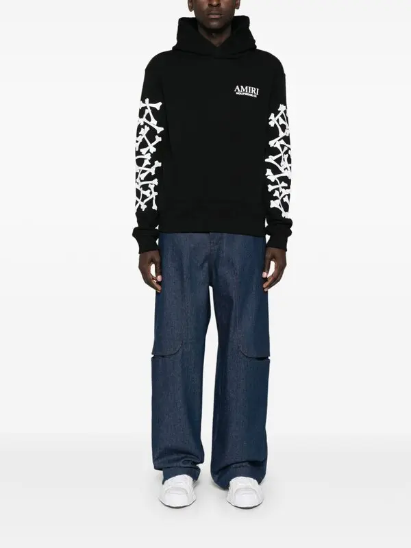 Amiri Bones Stacked Lyocell Hoodie - Black
