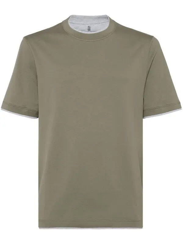 Brunello Cucinelli Contrast-trim Crew-neck T-shirt