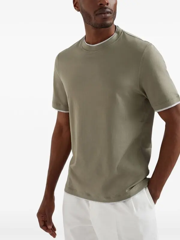 Brunello Cucinelli Contrast-trim Crew-neck T-shirt