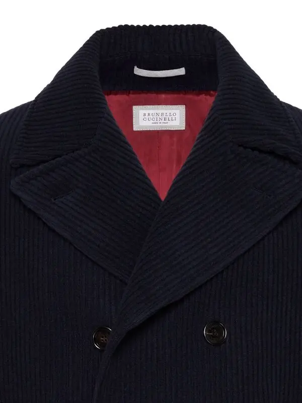 Brunello Cucinelli Corduroy Peacoat In Blue - 40% Off | Editorialist