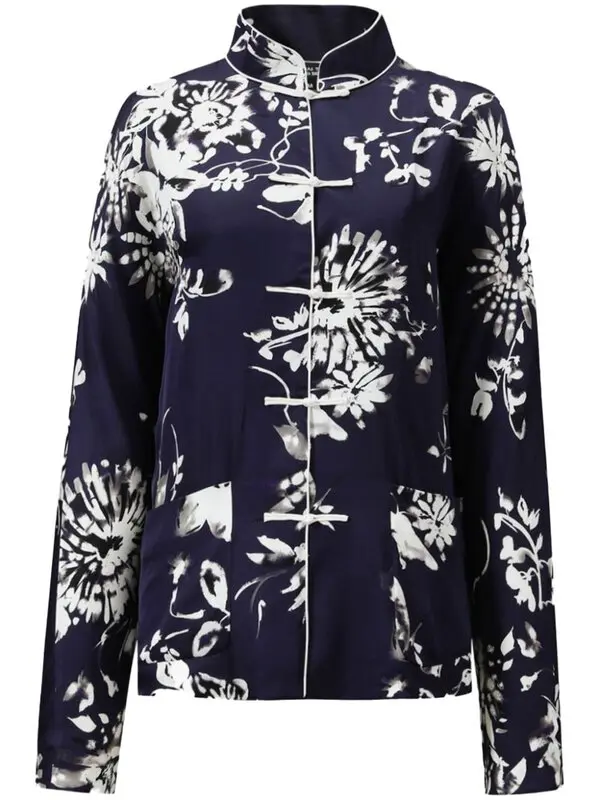 Shanghai Tang Floral-print Cotton Jacket - Blue
