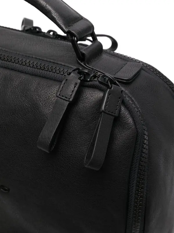 PIQUADRO Leather Logo Plaque Laptop Backpack - Black