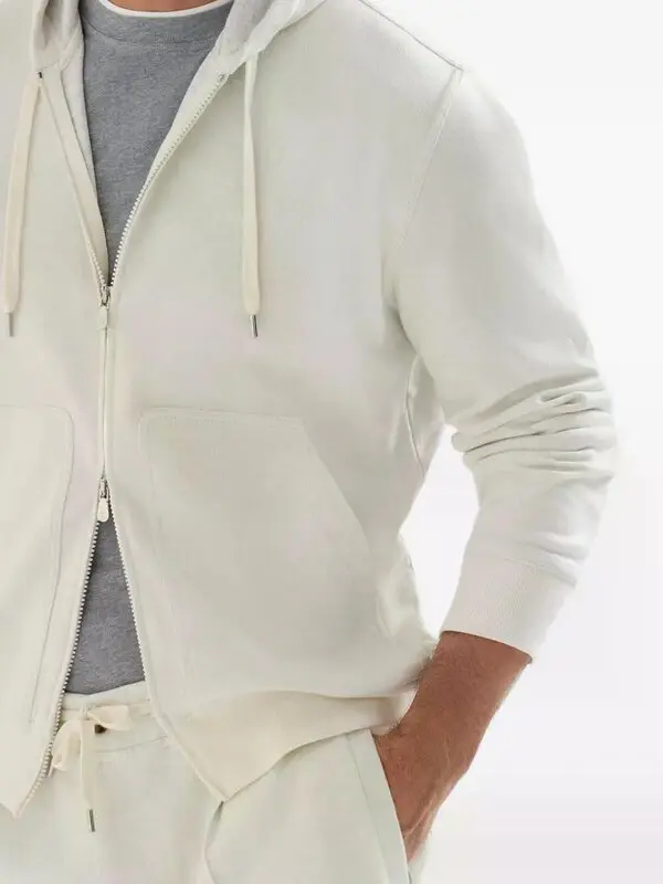 Brunello Cucinelli Zip-up Jersey Hoodie - White