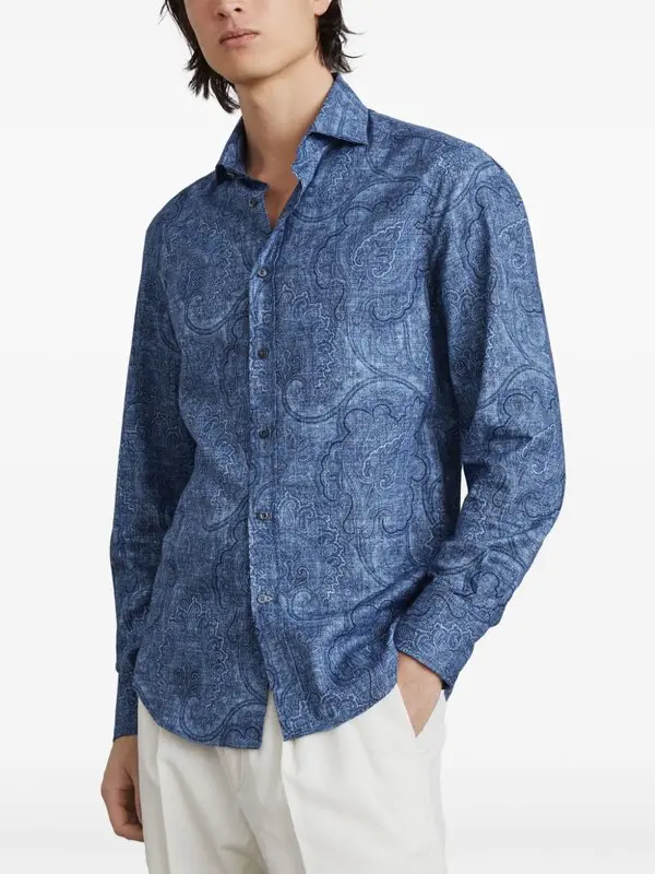 Brunello Cucinelli Patterned Jacquard Cotton Shirt