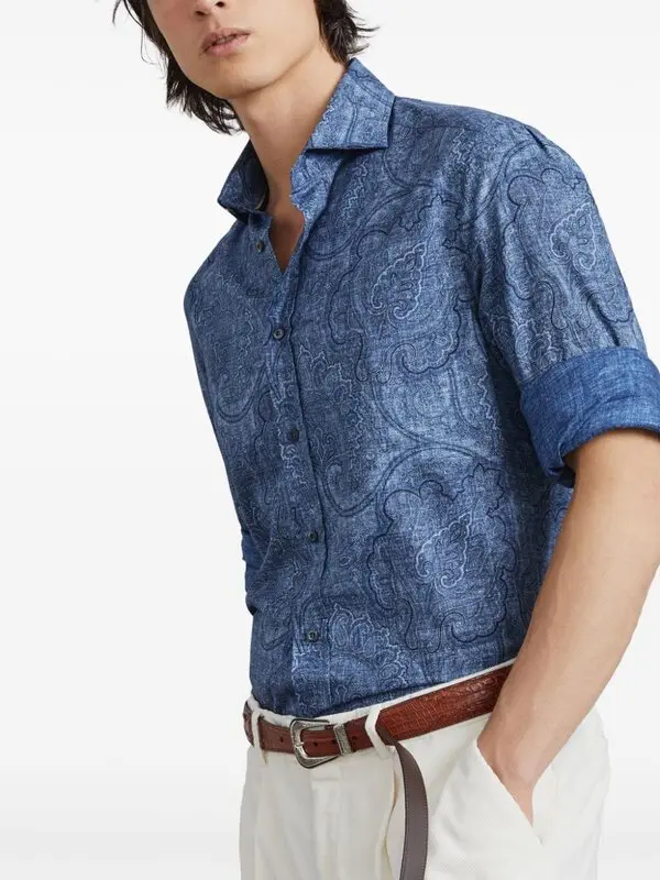 Brunello Cucinelli Patterned Jacquard Cotton Shirt