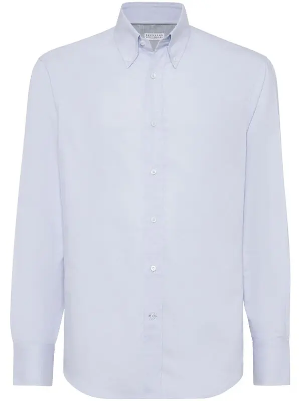 Brunello Cucinelli Button Down Cotton Shirt - Blue
