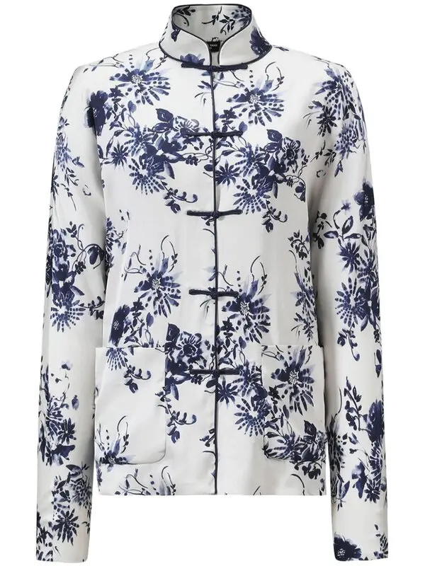 Shanghai Tang Floral Print Cotton Jacket - White