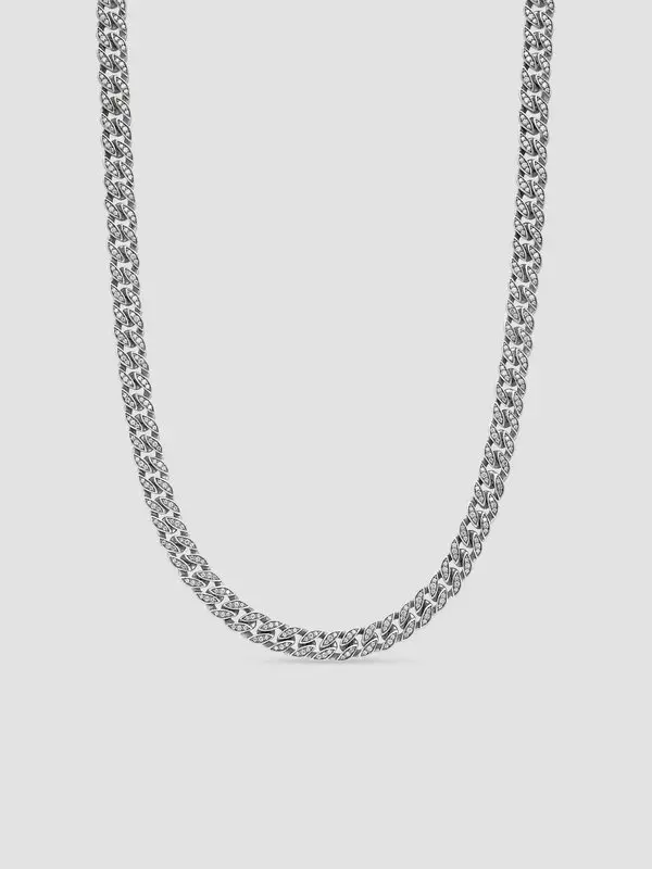 David Yurman Curb Chain Necklace In Sterling Silver - Diamond