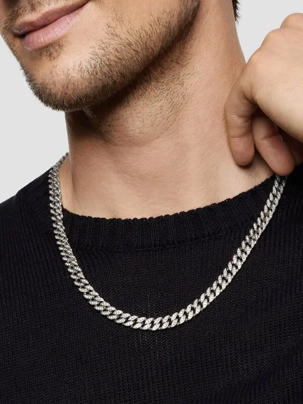 David Yurman Curb Chain Necklace In Sterling Silver - Diamond