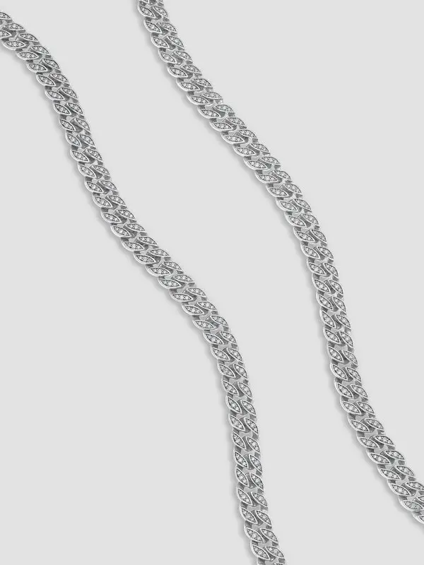 David Yurman Curb Chain Necklace In Sterling Silver - Diamond