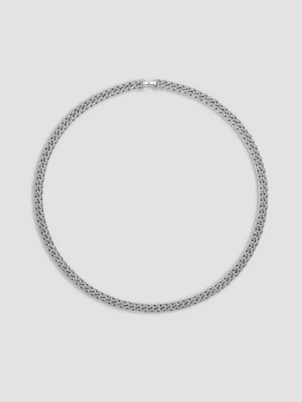 David Yurman Curb Chain Necklace In Sterling Silver - Diamond