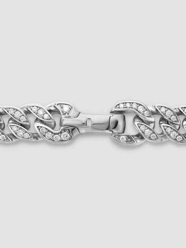 David Yurman Curb Chain Necklace In Sterling Silver - Diamond
