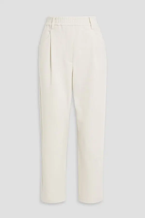 Brunello Cucinelli Cotton-blend Jersey Tapered Pants - Ecru
