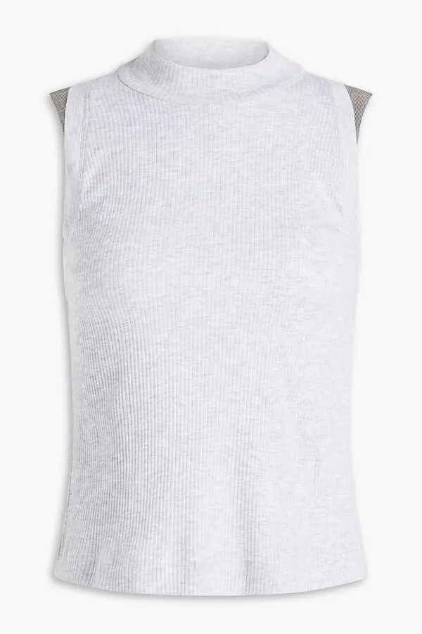 Brunello Cucinelli Bead-embellished Ribbed Tank