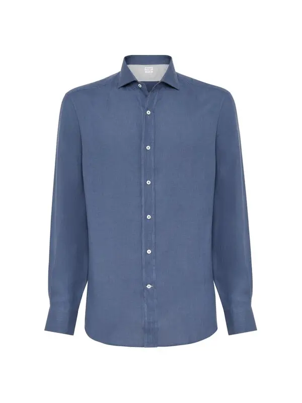 Brunello Cucinelli Hemp Easy Fit Shirt With Spread Collar