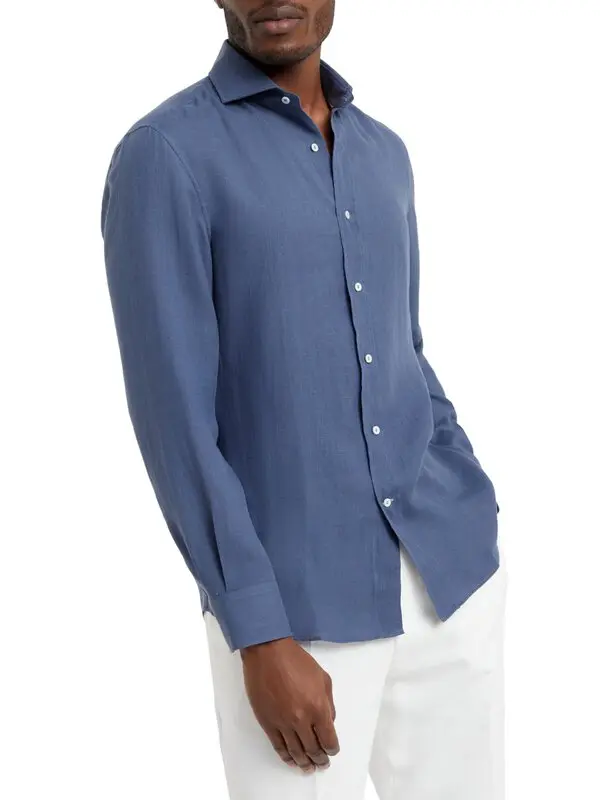 Brunello Cucinelli Hemp Easy Fit Shirt With Spread Collar