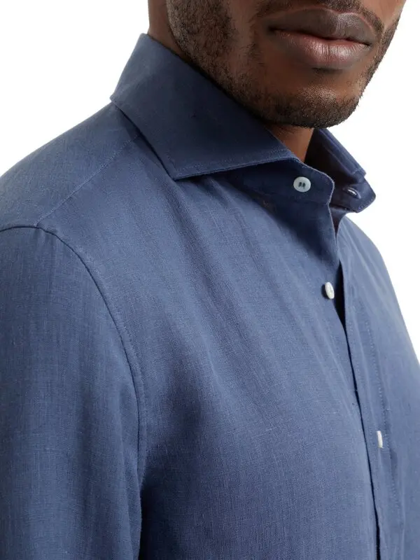 Brunello Cucinelli Hemp Easy Fit Shirt With Spread Collar