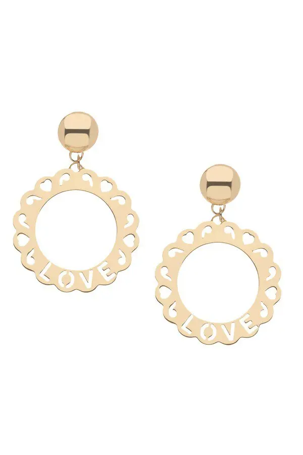 JANE WIN Love Cutout Disk Earrings - Gold