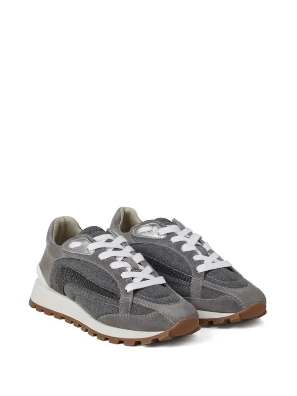 Brunello Cucinelli Monili-embellished Sneakers - Grey