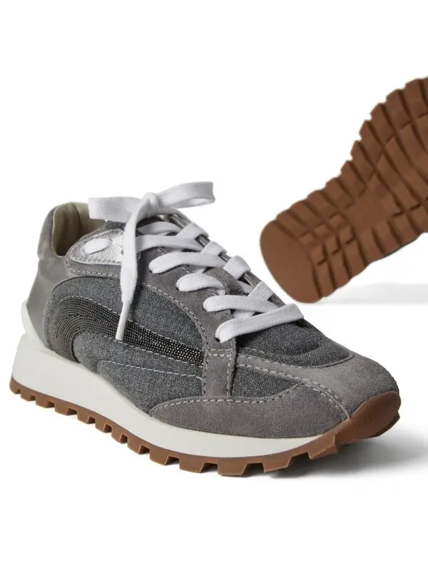 Brunello Cucinelli Monili-embellished Sneakers - Grey