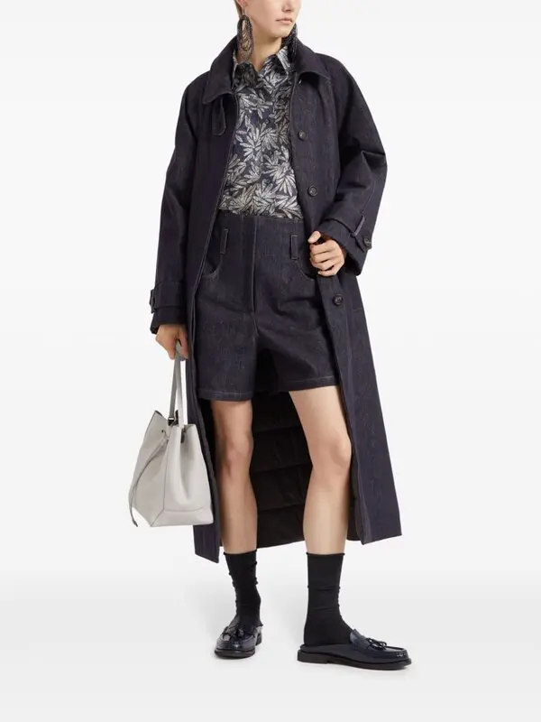 Brunello Cucinelli Denim Belted Trench Coat