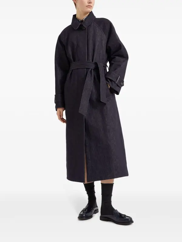 Brunello Cucinelli Denim Belted Trench Coat