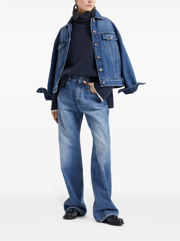 Brunello Cucinelli Monili-chain Poplin Shirt - Blue