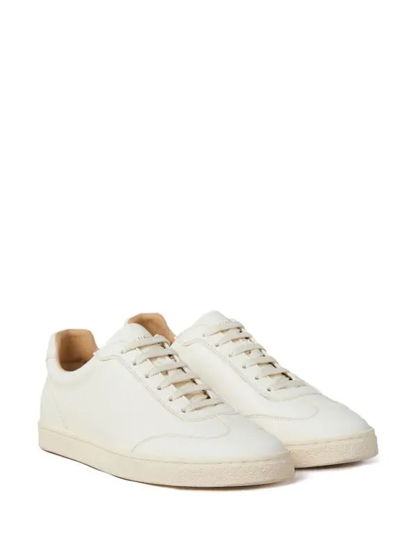 Brunello Cucinelli Logo-print Leather Sneakers - White