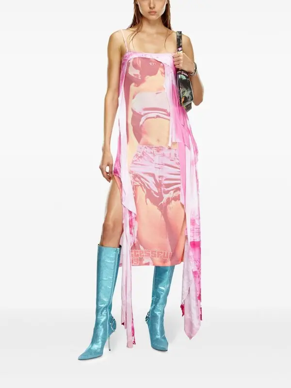 DIESEL® D-malory-long Graphic-print Draped Dress