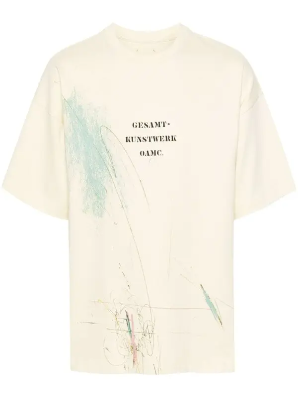 OAMC Scribble Organic Cotton T-shirt - Yellow