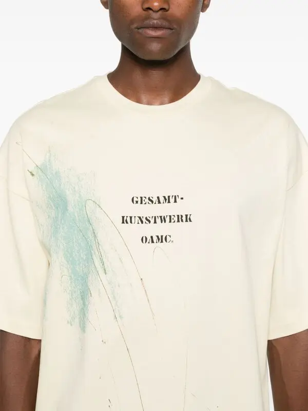 OAMC Scribble Organic Cotton T-shirt - Yellow