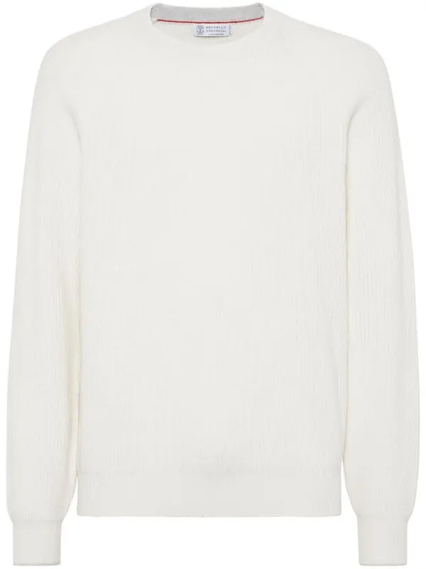 Brunello Cucinelli Ribbed Crew-neck Jumper - White
