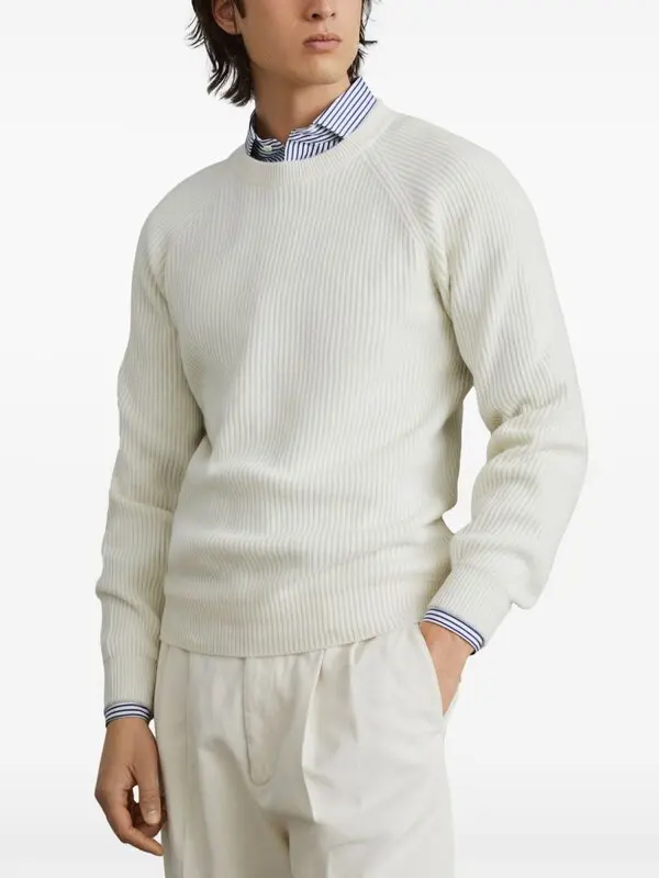 Brunello Cucinelli Ribbed Crew-neck Jumper - White